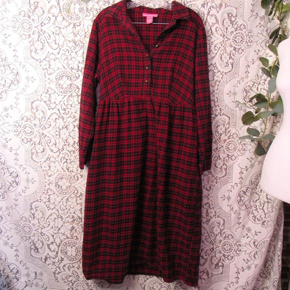 Woman Within | Dresses | Women Within Red Black Plaid Flannel Aline ...